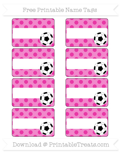 Free Hot Pink Polka Dot Soccer Name Tags — Printable Treats.com