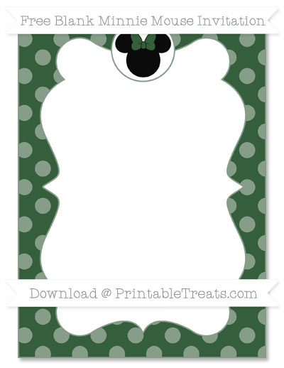 Free Hunter Green Dotted Pattern Blank Minnie Mouse Invitation ...