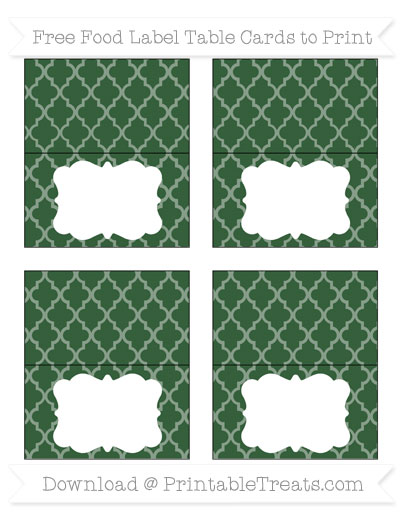 Free Hunter Green Moroccan Tile Simple Food Labels — Printable Treats.com