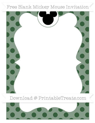 Free Hunter Green Polka Dot Blank Mickey Mouse Invitation — Printable ...