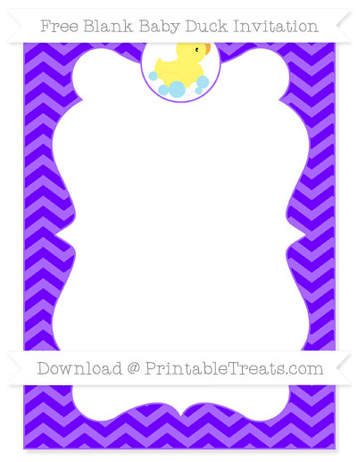 Free Indigo Chevron Blank Baby Duck Invitation — Printable Treats.com