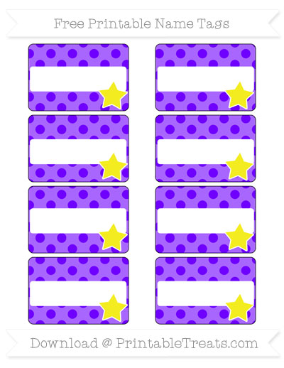 Free Indigo Polka Dot Star Name Tags — Printable Treats.com