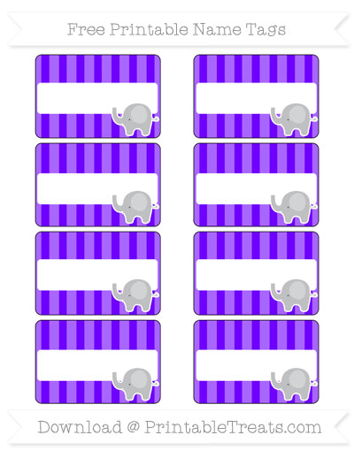 Free Indigo Striped Elephant Name Tags — Printable Treats.com