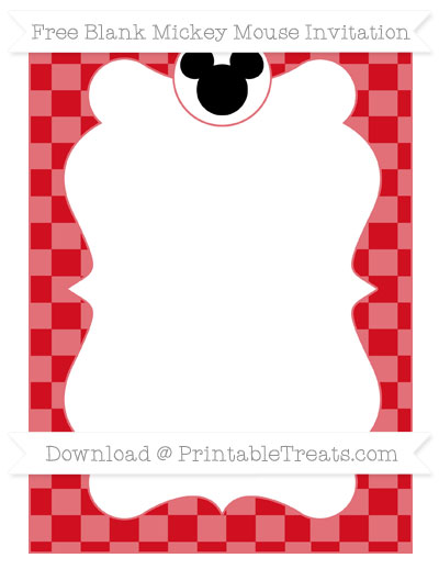 Free Lava Red Checker Pattern Blank Mickey Mouse Invitation — Printable ...