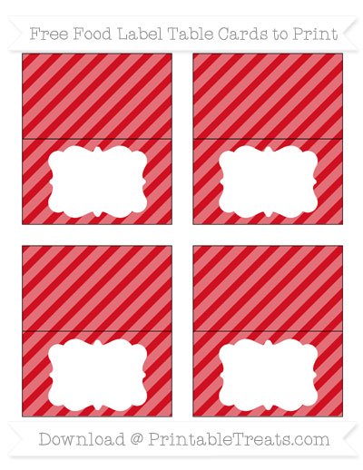 Free Lava Red Diagonal Striped Simple Food Labels — Printable Treats.com