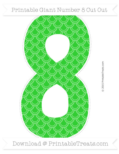 Lime Green Fish Scale Pattern Giant Number 8 Cut Out — Printable Treats.com