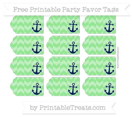 Lime Green Herringbone Pattern Nautical Party Favor Tags — Printable ...