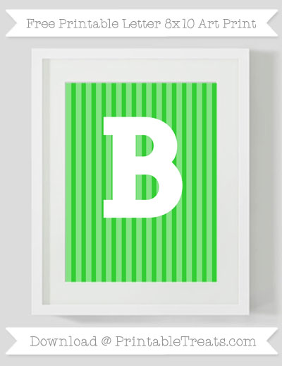 Lime Green Striped Letter B 8×10 Art Print — Printable Treats.com