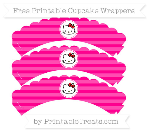 Free Magenta Horizontal Striped Hello Kitty Scalloped Cupcake Wrappers ...