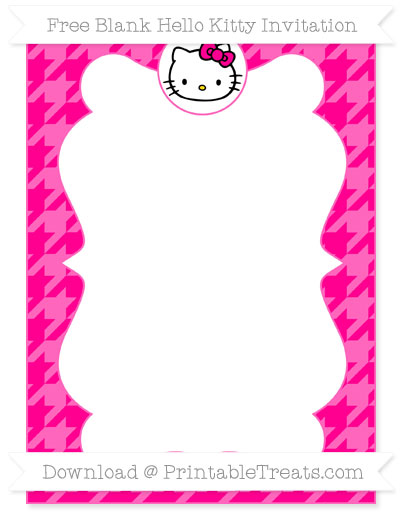 Free Magenta Houndstooth Pattern Blank Hello Kitty Invitation ...