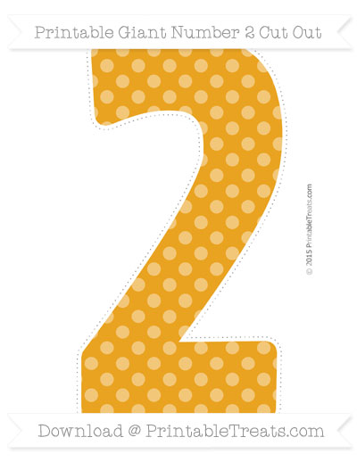 Marigold Dotted Pattern Giant Number 2 Cut Out — Printable Treats.com