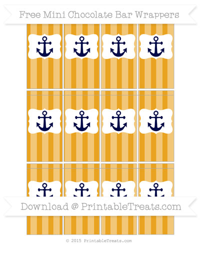 Marigold Striped Nautical Mini Chocolate Bar Wrappers — Printable ...