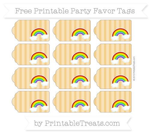 Marigold Striped Rainbow Party Favor Tags — Printable Treats.com