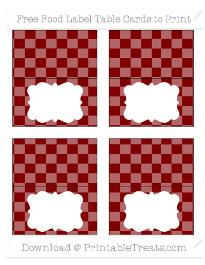 Free Maroon Checker Pattern Simple Food Labels — Printable Treats.com