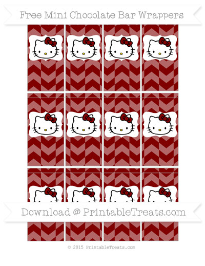 Free Maroon Herringbone Pattern Hello Kitty Mini Chocolate Bar Wrappers ...