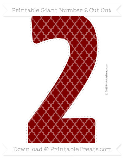 Maroon Moroccan Tile Giant Number 2 Cut Out — Printable Treats.com