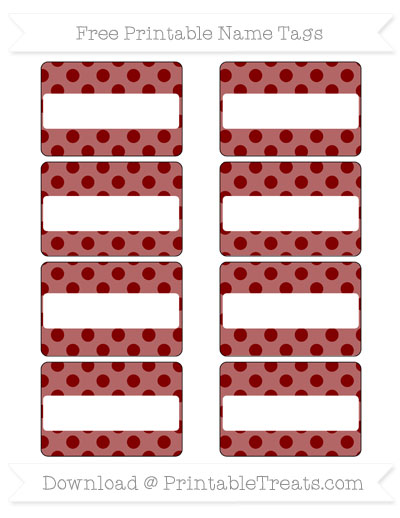 Free Maroon Polka Dot Simple Name Tags — Printable Treats.com
