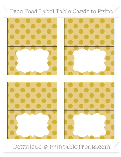 Free Metallic Gold Polka Dot Simple Food Labels — Printable Treats.com
