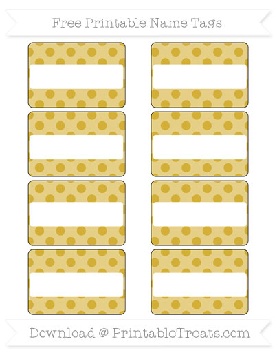 Free Metallic Gold Polka Dot Simple Name Tags — Printable Treats.com