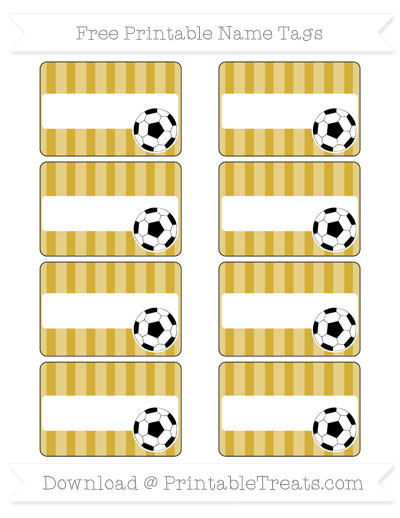 Free Metallic Gold Striped Soccer Name Tags — Printable Treats.com