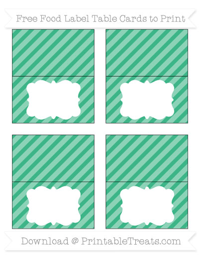 Free Mint Green Diagonal Striped Simple Food Labels — Printable Treats.com