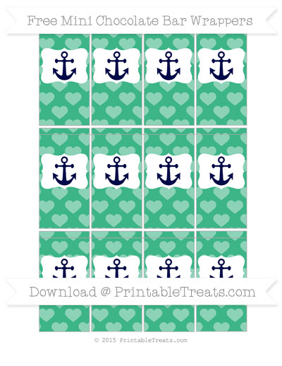 Mint Green Heart Pattern Nautical Mini Chocolate Bar Wrappers ...