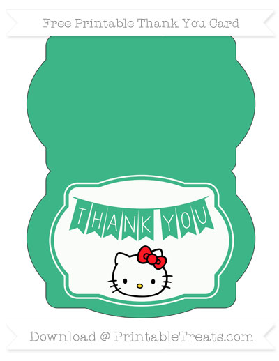 Mint Green Hello Kitty Thank You Card — Printable Treats.com