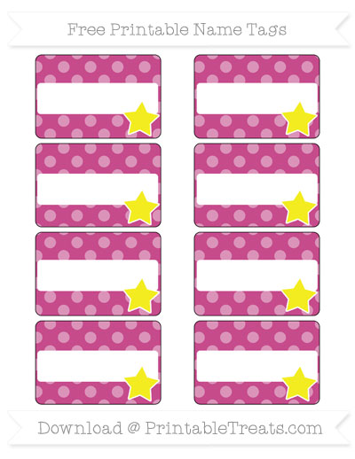 Free Mulberry Purple Dotted Pattern Star Name Tags — Printable Treats.com
