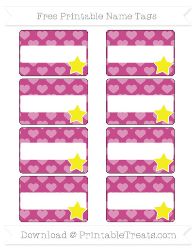 Free Mulberry Purple Heart Pattern Star Name Tags — Printable Treats.com