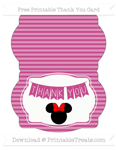 Mulberry Purple Horizontal Striped Minnie Mouse Thank You Card ...