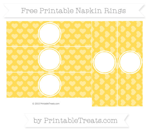 Free Mustard Yellow Heart Pattern Blank Napkin Rings — Printable Treats.com