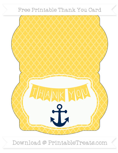 Mustard Yellow Moroccan Tile Nautical Thank You Card — Printable Treats.com