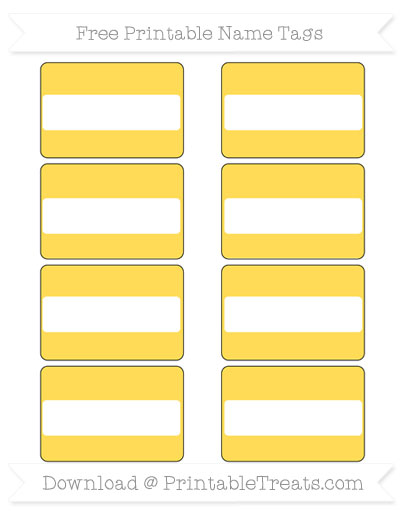 Free Mustard Yellow Simple Name Tags — Printable Treats.com