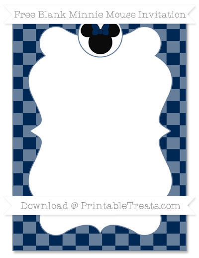 Free Navy Blue Checker Pattern Blank Minnie Mouse Invitation ...