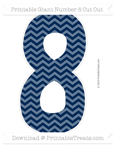 Navy Blue Chevron Giant Number 8 Cut Out — Printable Treats.com