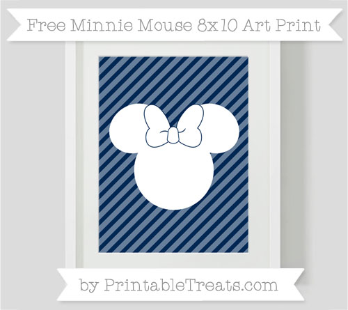 Free Navy Blue Diagonal Striped Minnie Mouse 8×10 Art Print — Printable ...