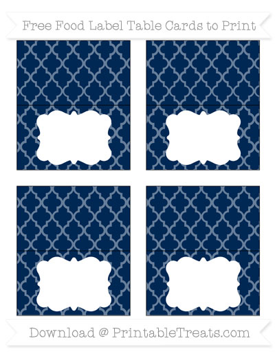 Free Navy Blue Moroccan Tile Simple Food Labels — Printable Treats.com