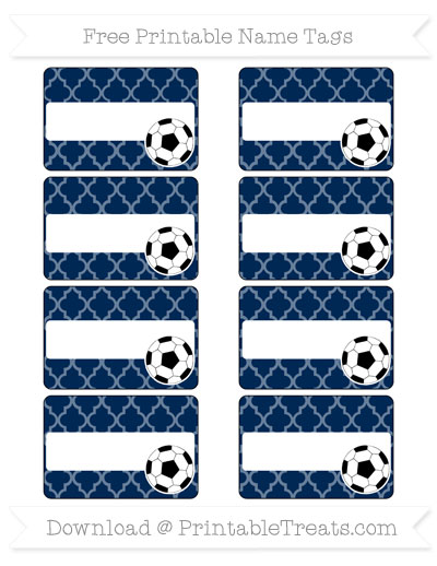 Free Navy Blue Moroccan Tile Soccer Name Tags — Printable Treats.com
