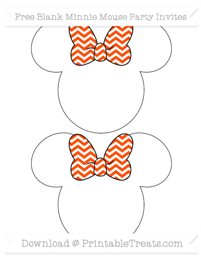 Orange Chevron Blank Minnie Mouse Party Invites — Printable Treats.com