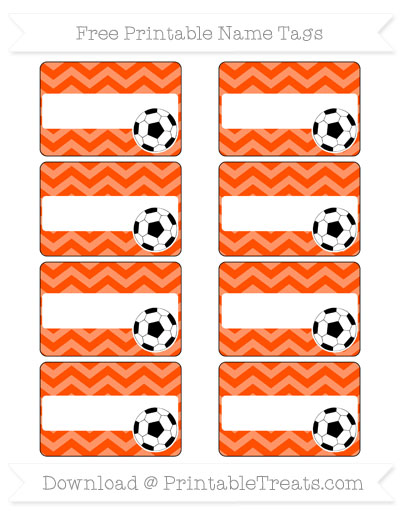 Free Orange Chevron Soccer Name Tags — Printable Treats.com