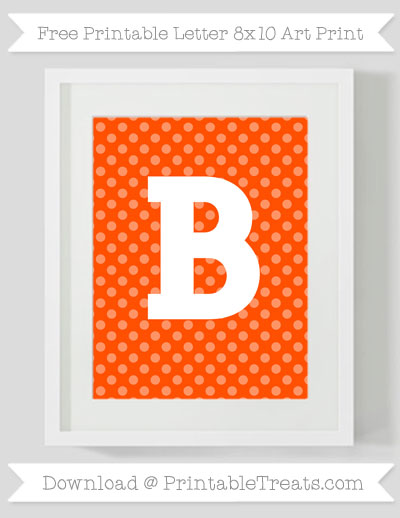 Orange Dotted Pattern Letter B 8×10 Art Print — Printable Treats.com