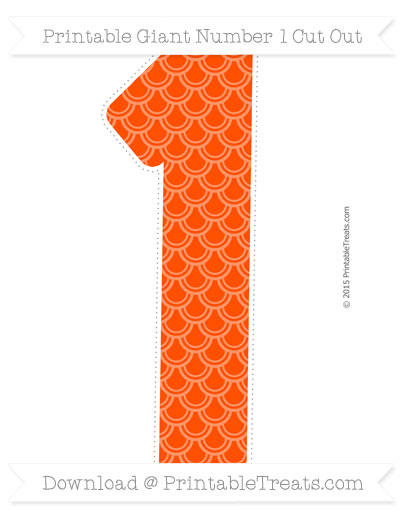 Orange Fish Scale Pattern Giant Number 1 Cut Out — Printable Treats.com