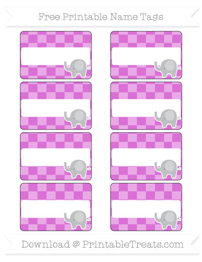 Free Orchid Checker Pattern Elephant Name Tags — Printable Treats.com
