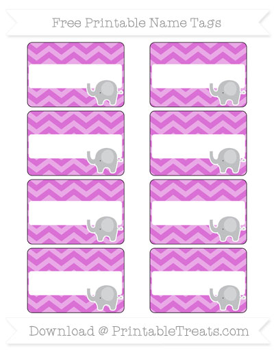 Free Orchid Chevron Elephant Name Tags — Printable Treats.com