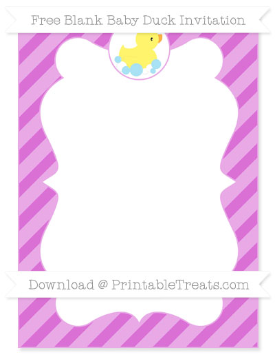 Free Orchid Diagonal Striped Blank Baby Duck Invitation — Printable ...