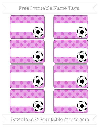 Free Orchid Polka Dot Soccer Name Tags — Printable Treats.com
