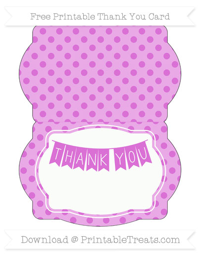 Orchid Polka Dot Thank You Card — Printable Treats.com