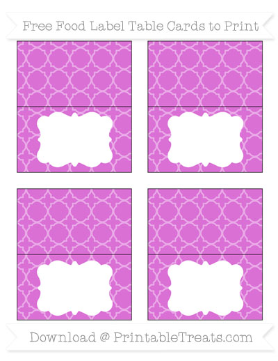 Free Orchid Quatrefoil Pattern Simple Food Labels — Printable Treats.com