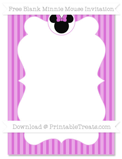 Free Orchid Thin Striped Pattern Blank Minnie Mouse Invitation ...