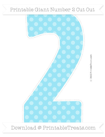 Pastel Aqua Blue Dotted Pattern Giant Number 2 Cut Out — Printable ...